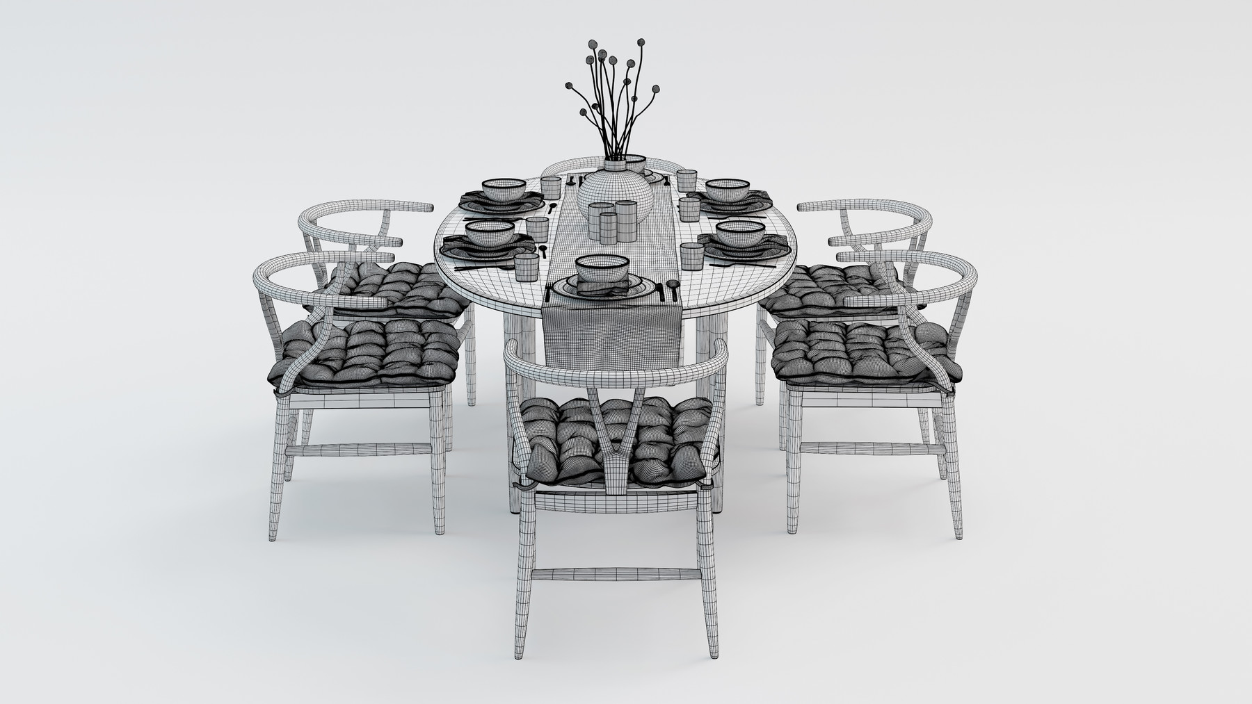 ArtStation - Wooden Dining Table and Chairs Set | Resources