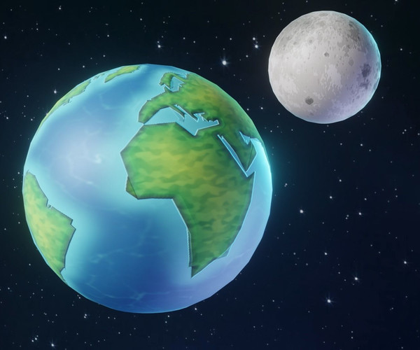 ArtStation - Earth and Moon 3D Model | Game Assets