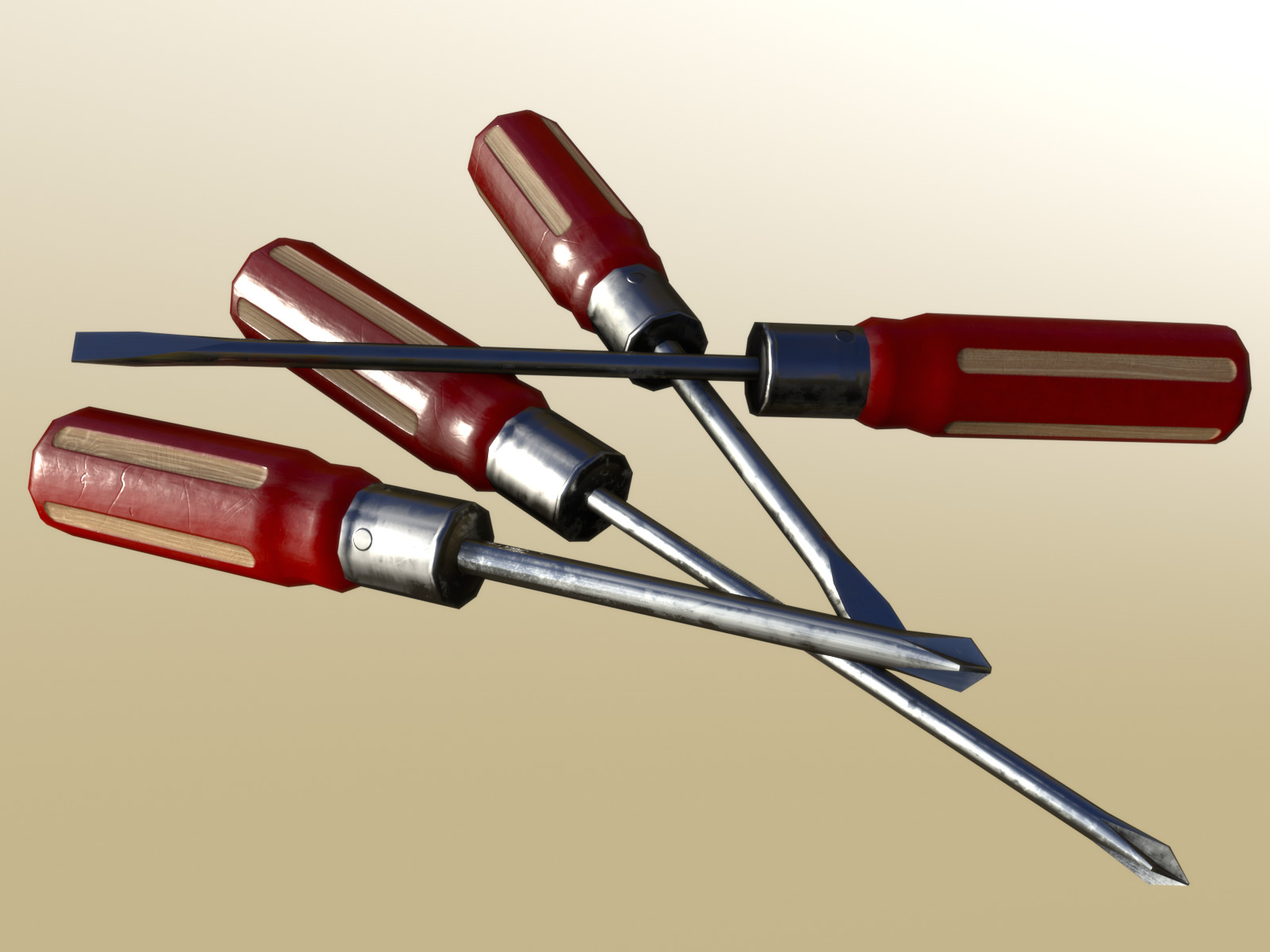 ArtStation - Screwdrivers Wooden Red | Game Assets