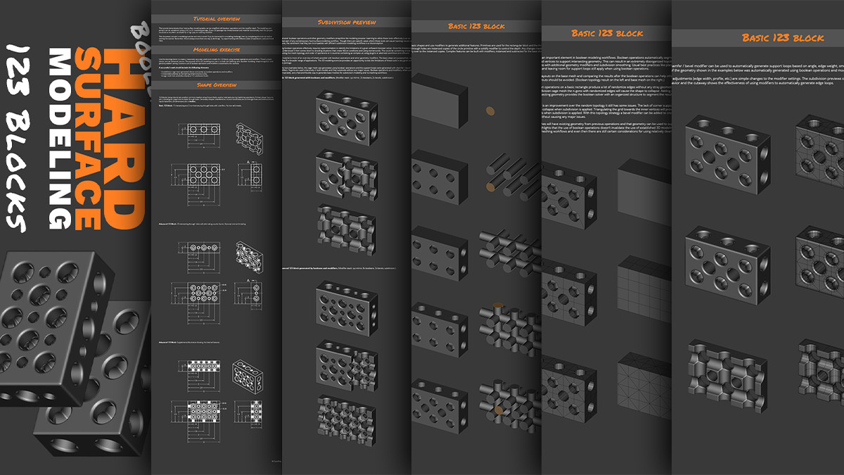 Artstation Boolean Sub D Hard Surface Modeling 123 Blocks Tutorial And Models Tutorials