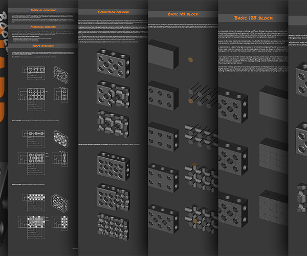 Artstation Boolean Sub D Hard Surface Modeling 123 Blocks Tutorial And Models Tutorials