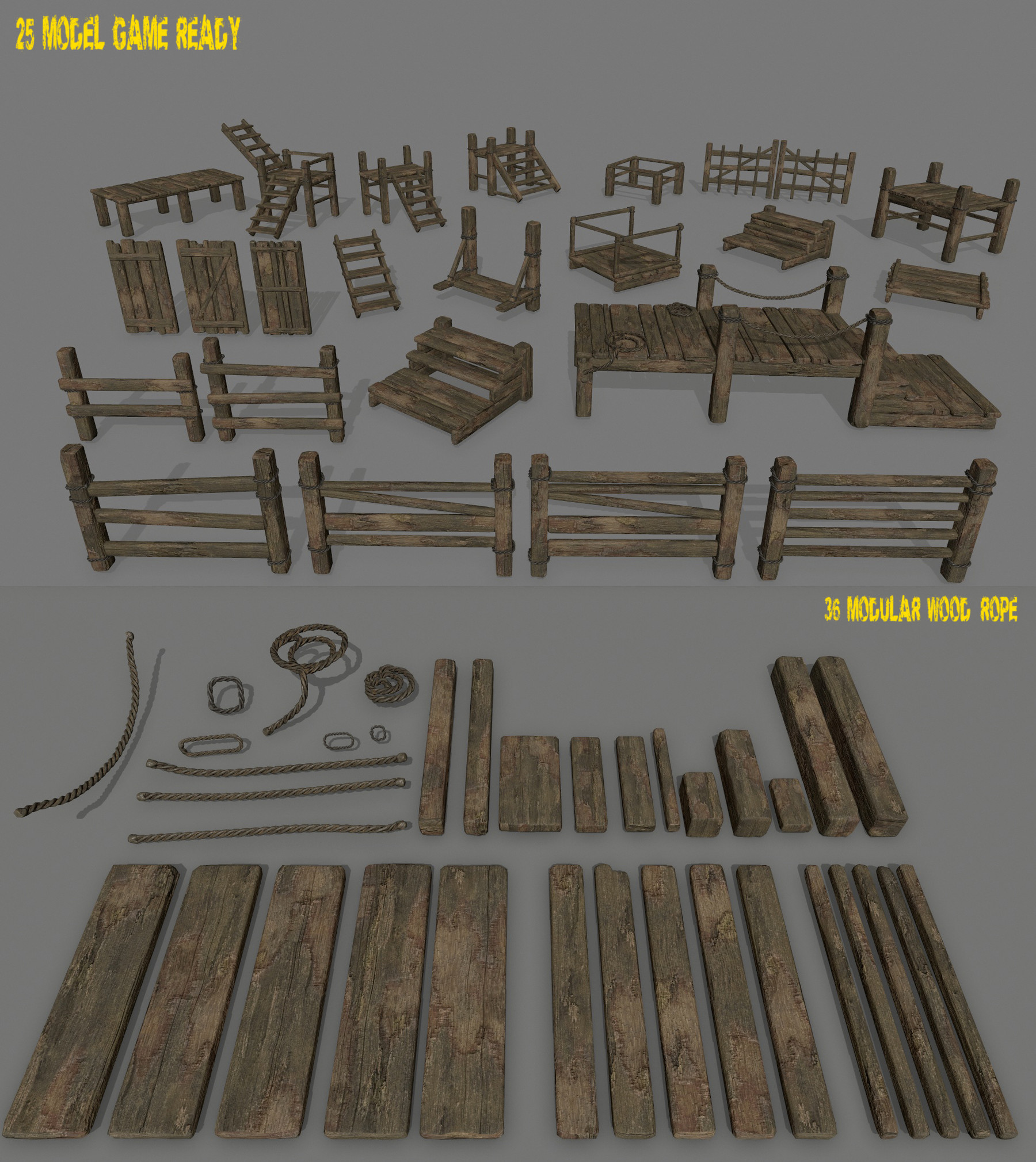 ArtStation - wood and rope | Game Assets