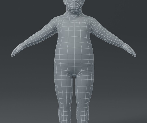 ArtStation - Fat Human Body Base Mesh 3D Model Family Pack | Game Assets