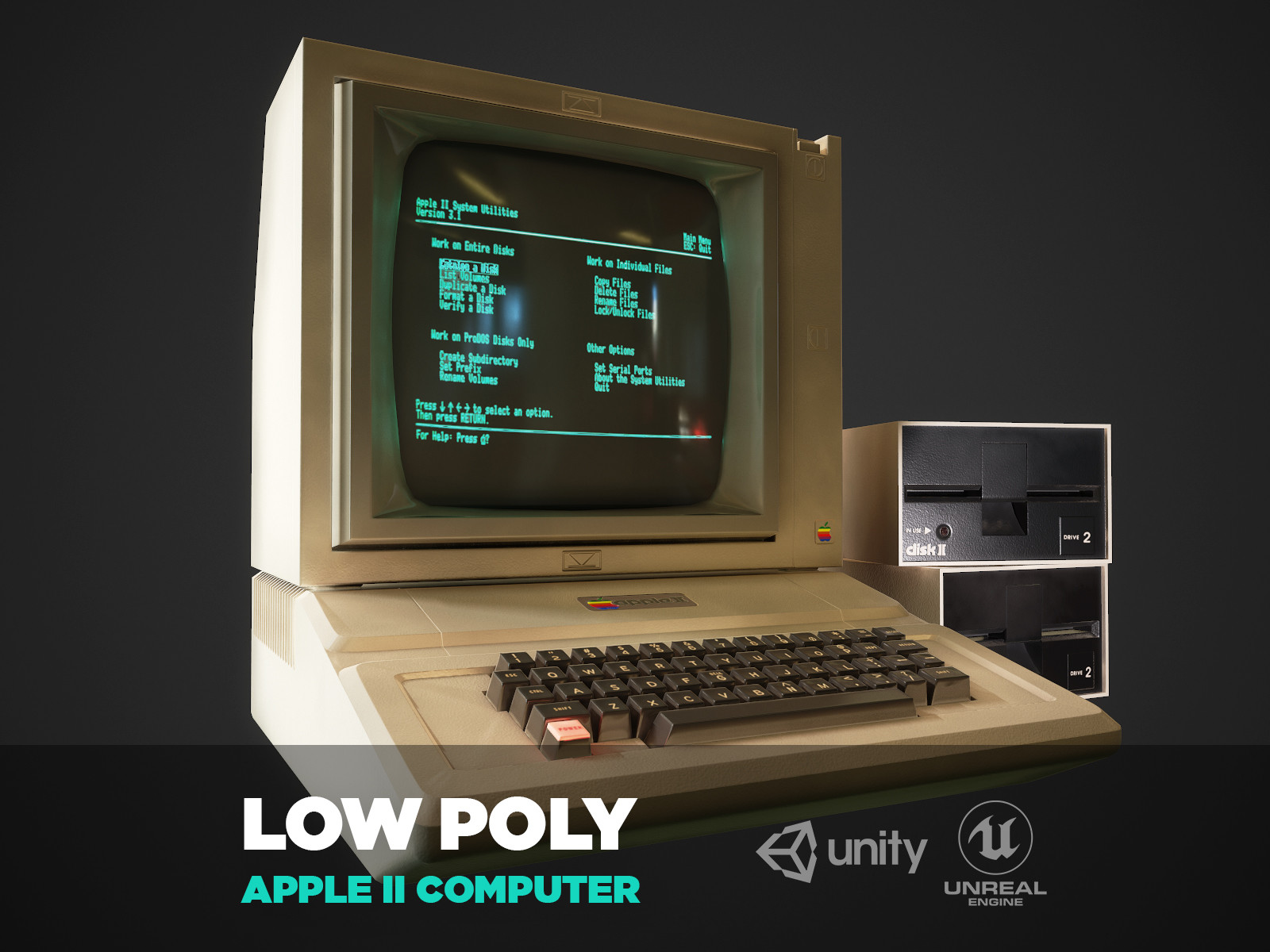 ArtStation - Apple II computer - PBR Game Ready model VR-AR Low-poly ...