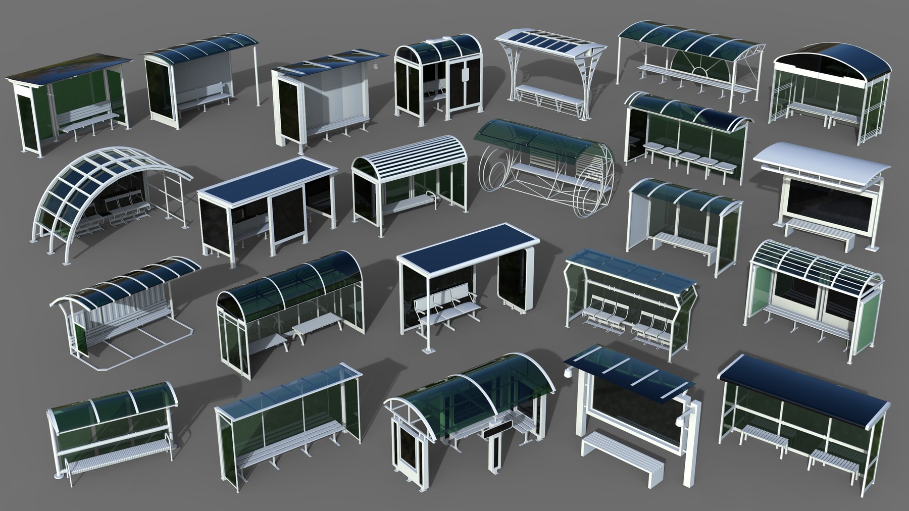 ArtStation - Bus Stops - 24 pieces | Game Assets