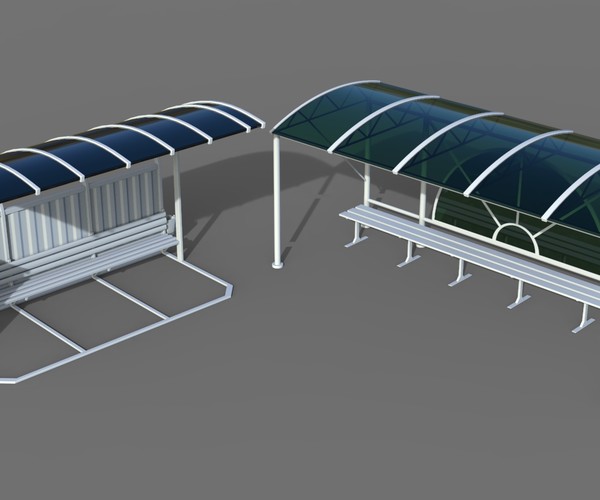 ArtStation - Bus Stops - 24 pieces | Game Assets