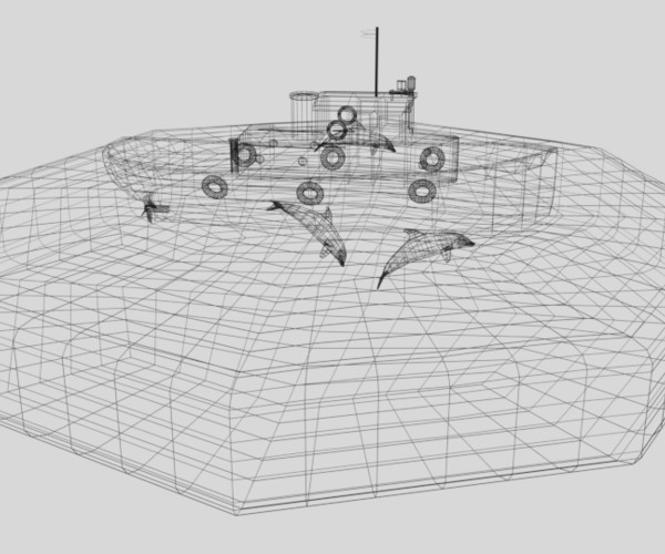 ArtStation - Low Poly Cartoon Fishing Boat and Dolphins | Resources