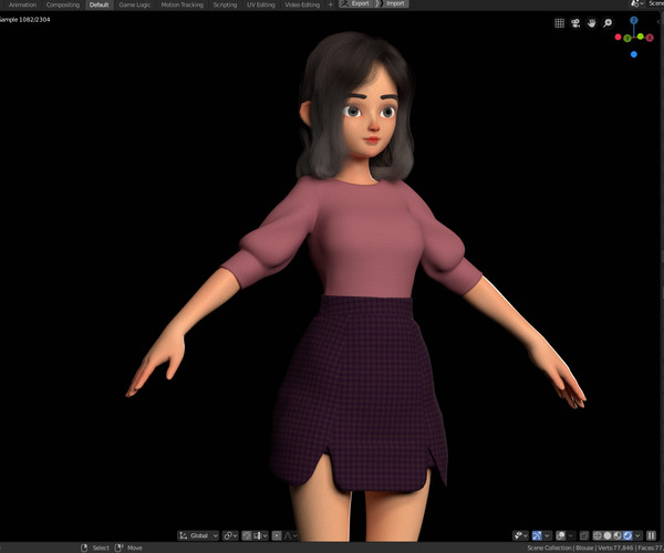 ArtStation - Amy Girl Style 4 - Stylized Character Model - Blender ...