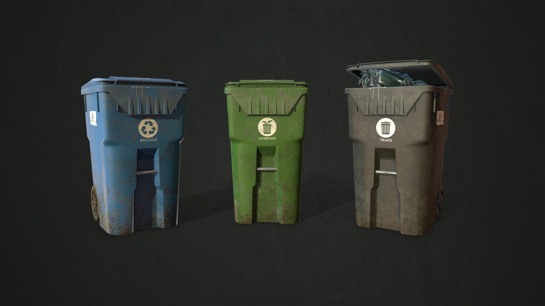 ArtStation - Plastic Trash Bin with Garbage Bags | Game Assets