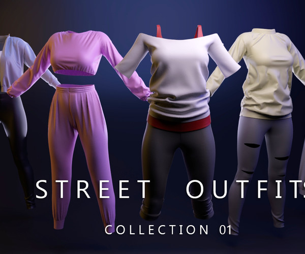 ArtStation - Street outfits Collection 01 Marvelous Designer Patterns ...