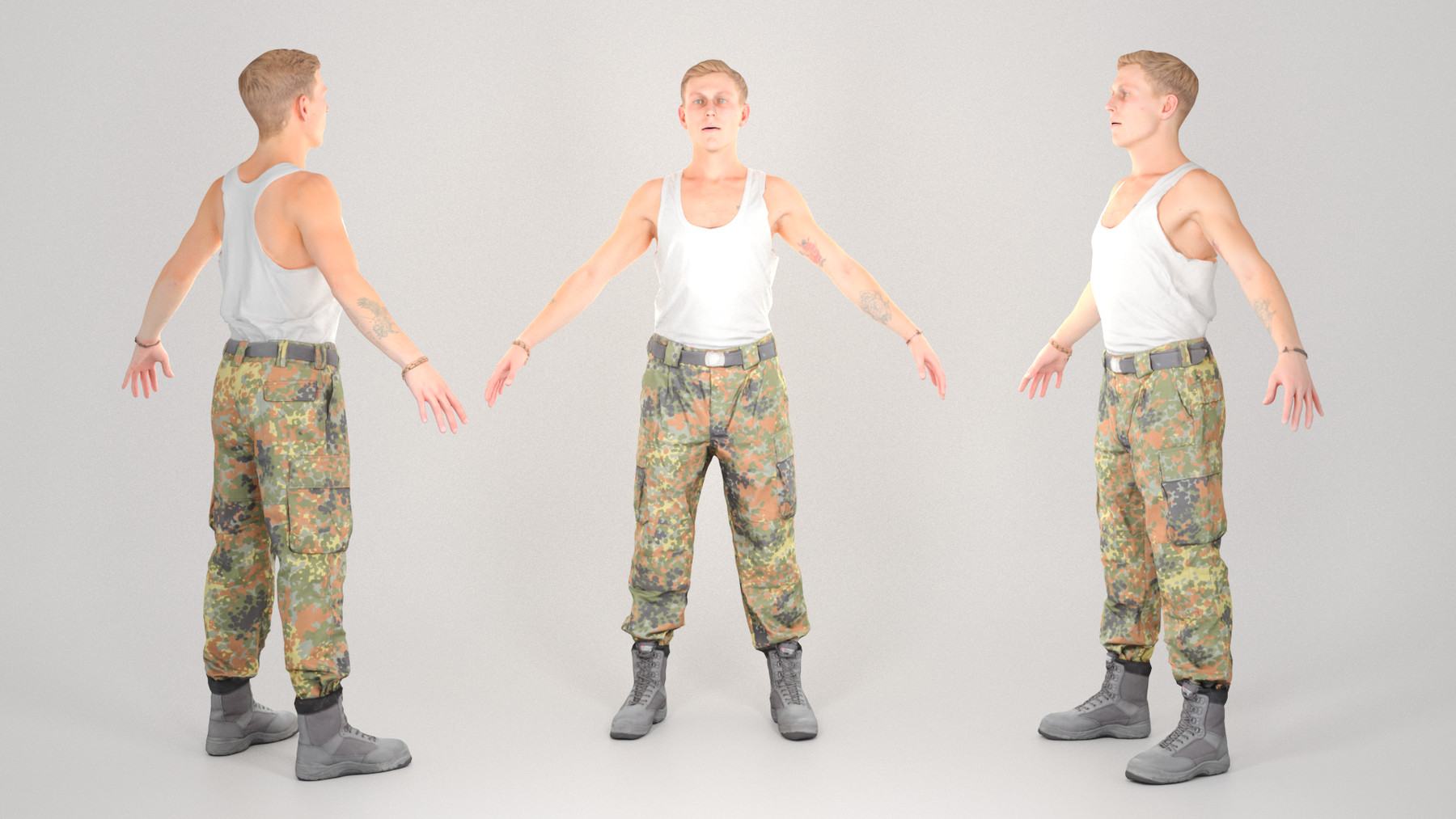ArtStation - Young German soldier in a white T-shirt ready for ...