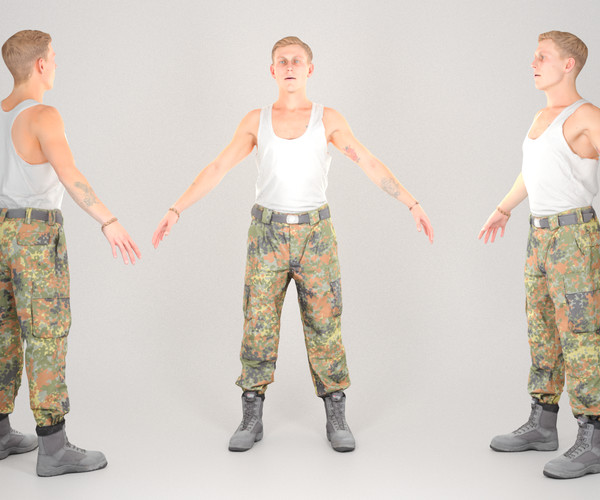 ArtStation - Young German soldier in a white T-shirt ready for ...