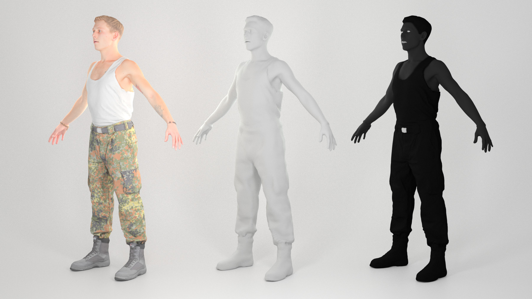 ArtStation - Young German soldier in a white T-shirt ready for ...