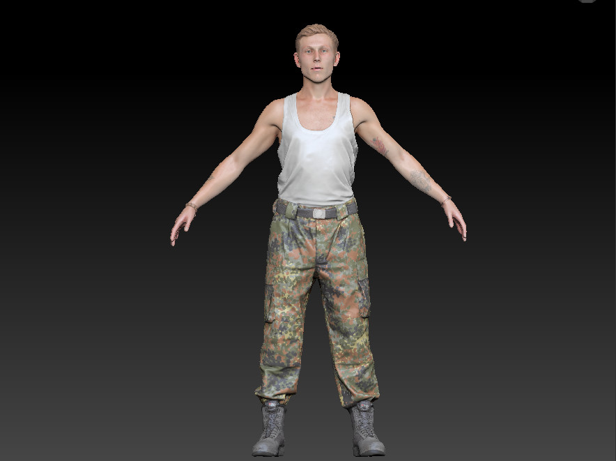 ArtStation - Young German soldier in a white T-shirt ready for ...