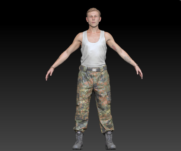ArtStation - Young German soldier in a white T-shirt ready for ...
