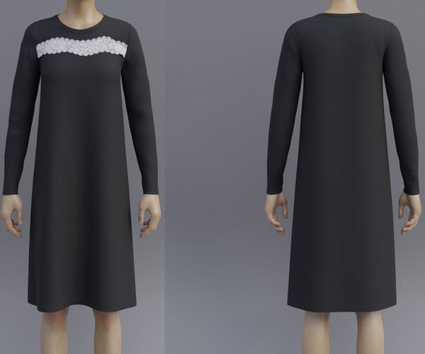 ArtStation - Sheath dress - 2 Different textures female dress 3D Model ...