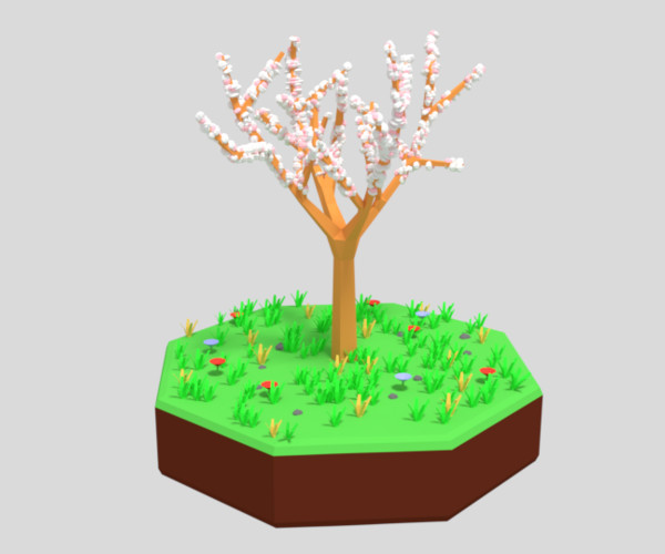 ArtStation - Low Poly Cartoon Almond Tree | Resources