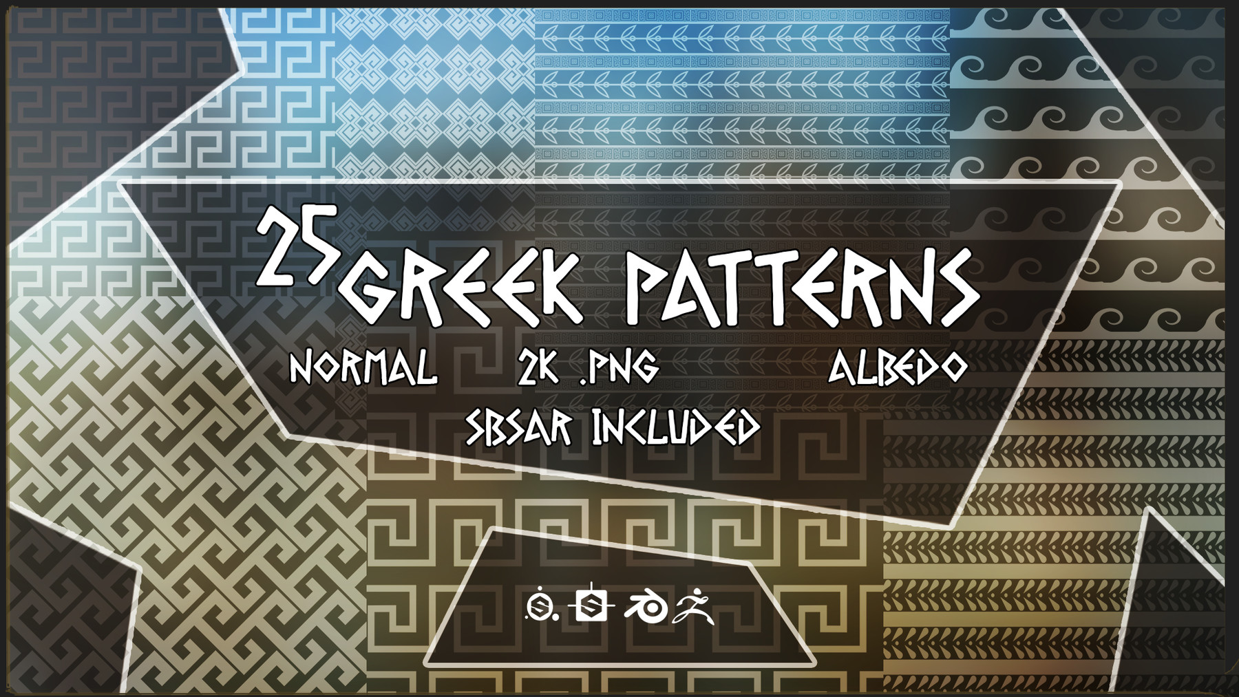 ArtStation - 25 Greek Patterns (x25 SBAR Included) | Artworks