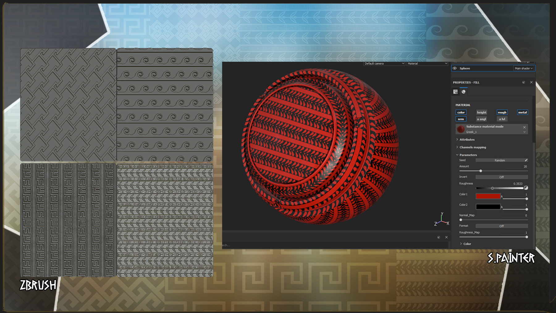 ArtStation - 25 Greek Patterns (x25 SBAR Included) | Artworks