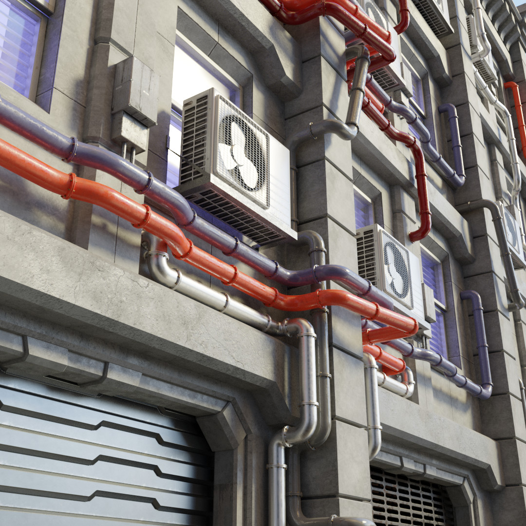 ArtStation - Cyberpunk Piped Building (FBX,Blend) | Resources