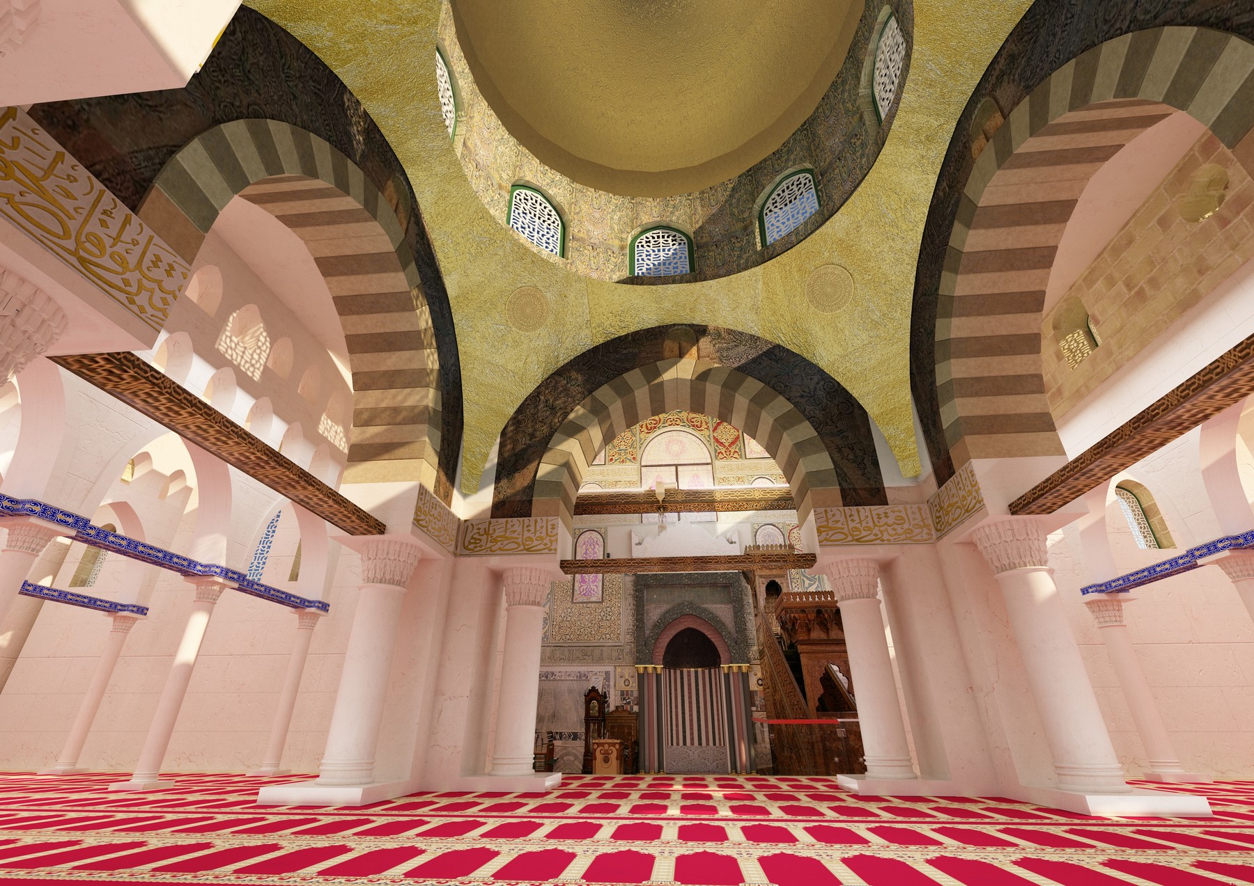 ayçe örnal - Al-Aqsa Mosque interior- exterior 3ds max vray model