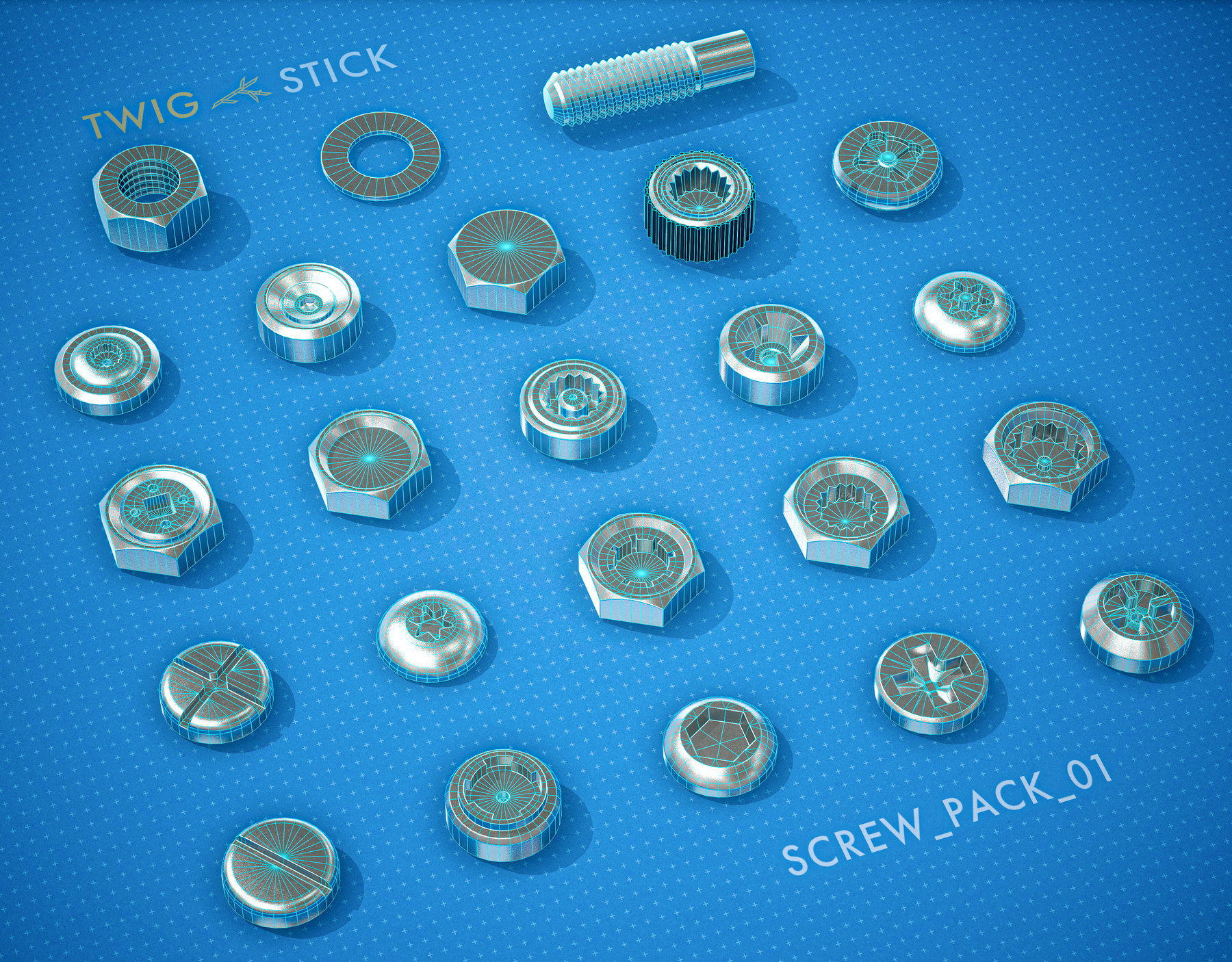 ArtStation - Bundle: 20+ Screws Vol 1.0 | Game Assets