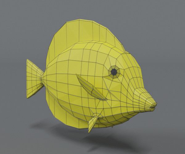 ArtStation - Low Poly Cartoon Yellow Tang Fish | Game Assets