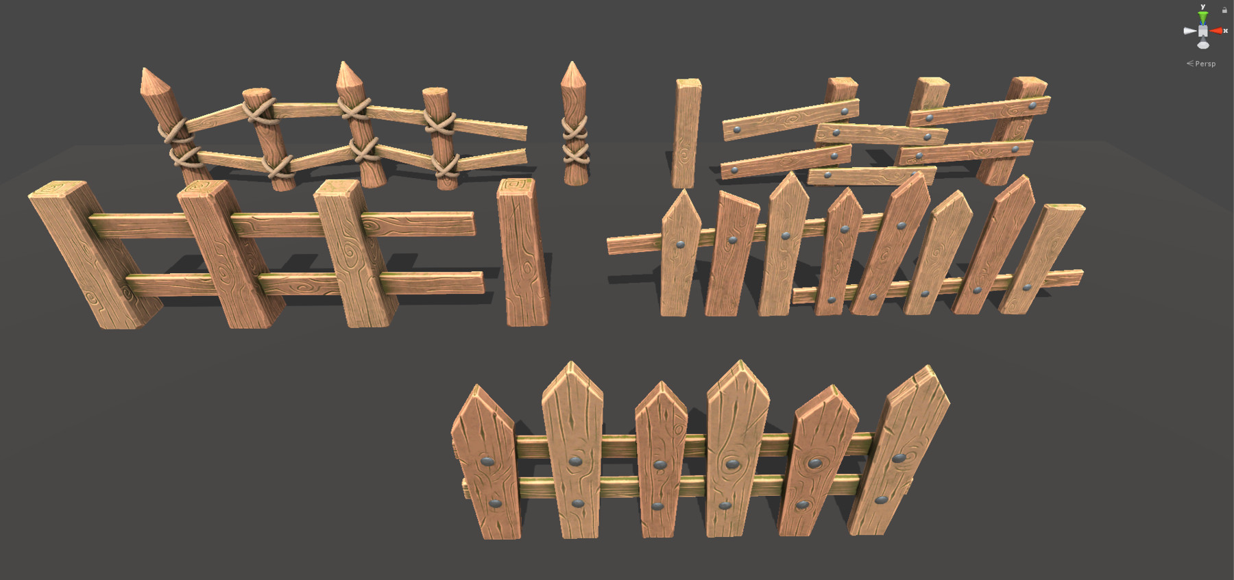 ArtStation - Stylized modular wooden fences pack | Game Assets