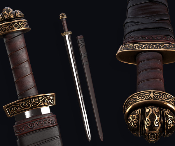 ArtStation - Medieval Carolingian Sword [Lowpoly] | Game Assets