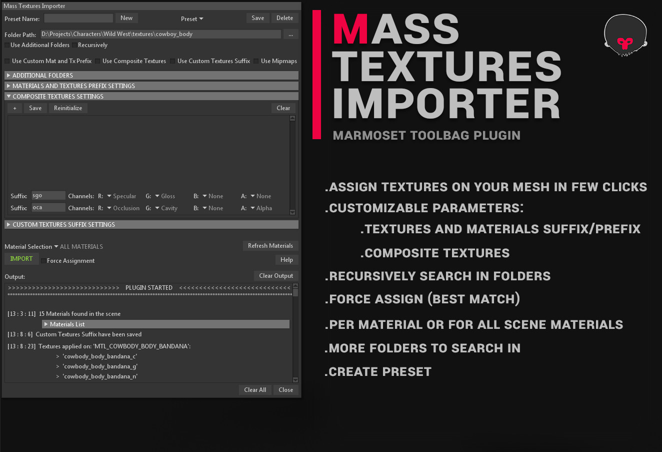 ArtStation - Mass Textures Importer (Marmoset Toolbag plugin) | Resources