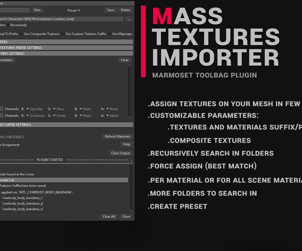 ArtStation - Mass Textures Importer (Marmoset Toolbag plugin) | Resources