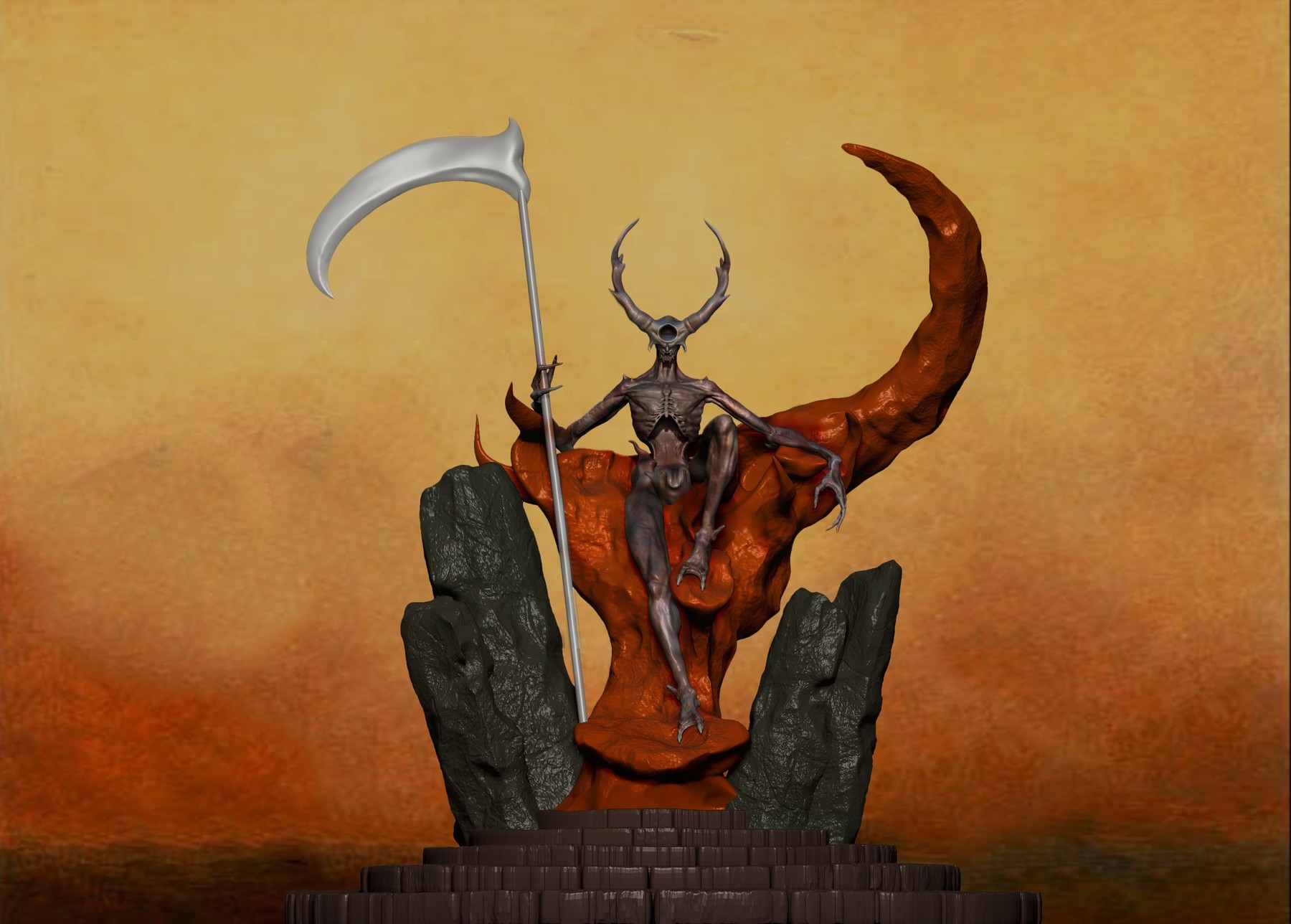 ArtStation - 3d character of my authorship. Hellish demon sitting on ...