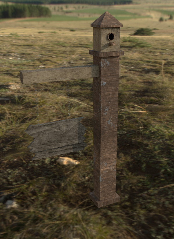 ArtStation - Old Road Sign 2 - Low Poly Sign Model | Game Assets