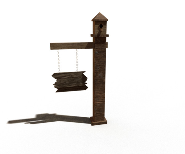 ArtStation - Old Road Sign 2 - Low Poly Sign Model | Game Assets