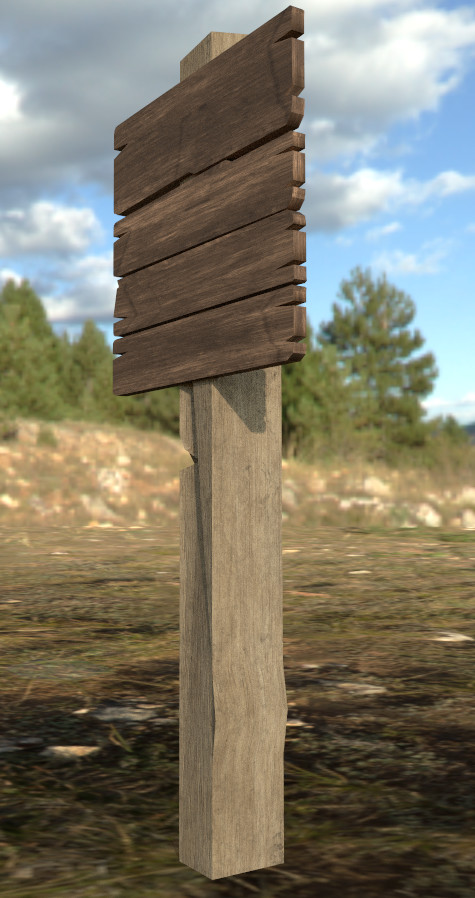 ArtStation - Old Road Sign 3 - Low Poly Sign Model | Game Assets