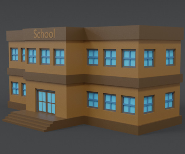 ArtStation - Low Poly Cartoon School | Game Assets