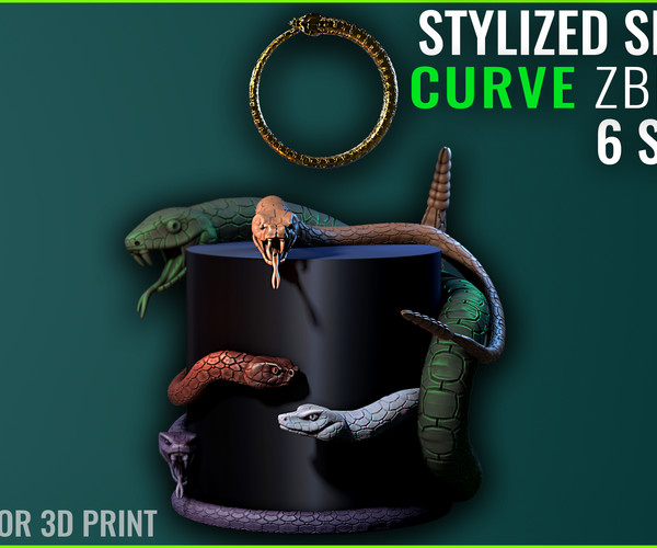 ArtStation - Snake Curve - Zbrush 2020 - Stylized for 3D Print | Brushes