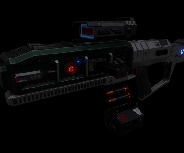 ArtStation - Sci-fi Heavy Machine Gun (Scope, Magazine, Bullets, Triger ...