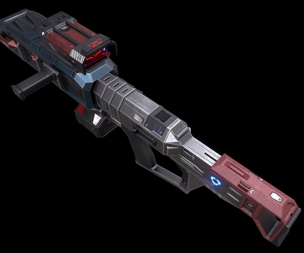 ArtStation - Sci-fi Heavy Machine Gun (Scope, Magazine, Bullets, Triger ...