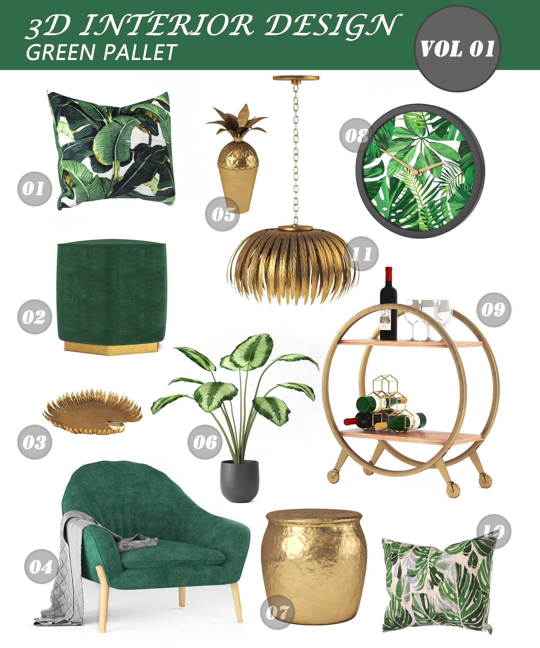 ArtStation - 10 3D FURNITURE OBJECTS FROM INTERIOR DESIGN INSPIRATION ...