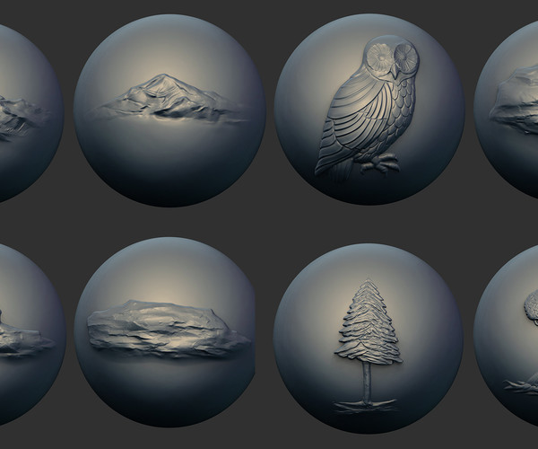 ArtStation - 17 Animal/Nature Bas-Relief Alphas | Brushes