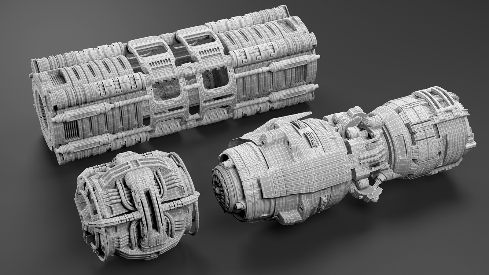 ArtStation - Sci Fi Mega Elements KITBASH - SUBDIVISION READY - pack 3 | Resources