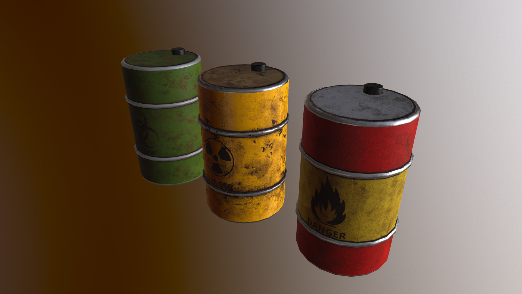 ArtStation - Low poly Oil barrel 3 color | Game Assets