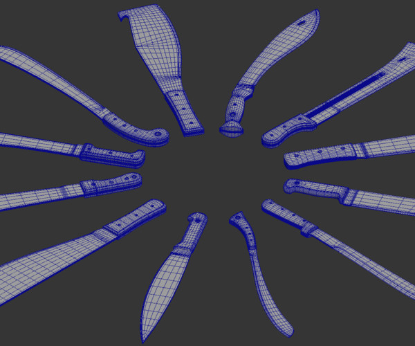ArtStation - Machete pack 12psc High poly, Subdiv + IMM | Brushes