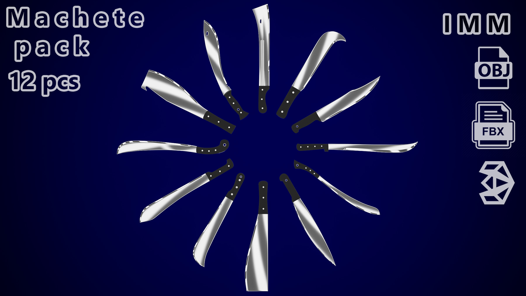 ArtStation - Machete pack 12psc High poly, Subdiv + IMM | Brushes