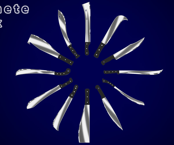 ArtStation - Machete pack 12psc High poly, Subdiv + IMM | Brushes