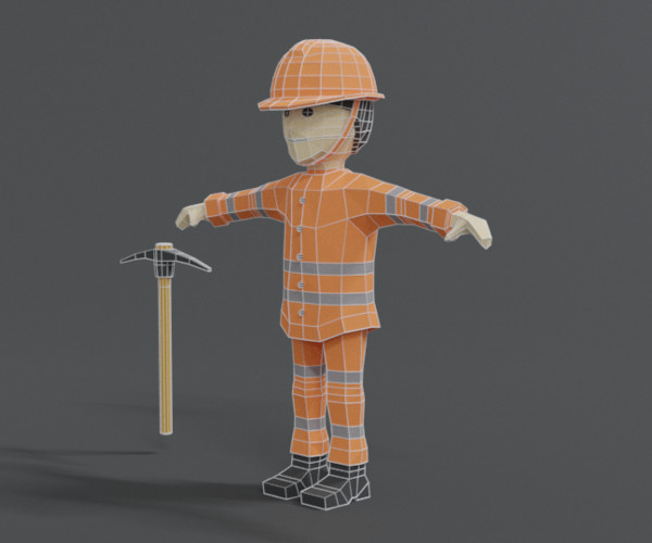 ArtStation - Low Poly Cartoon Street Worker | Game Assets