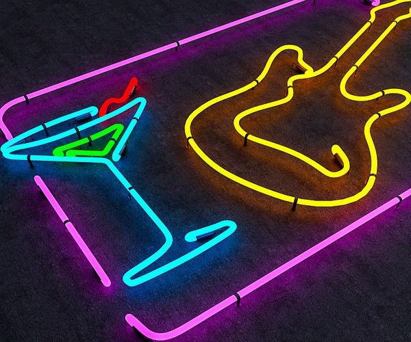 ArtStation - Guitar & Goblet Neon Sign | Game Assets