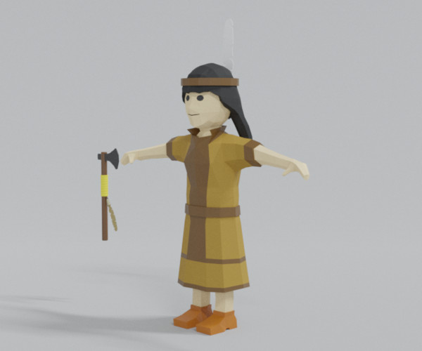ArtStation - Low Poly Cartoon Native Indian Woman | Game Assets