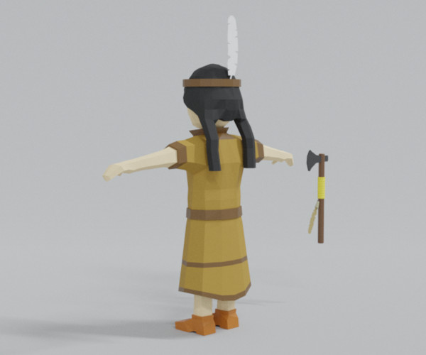 ArtStation - Low Poly Cartoon Native Indian Woman | Game Assets